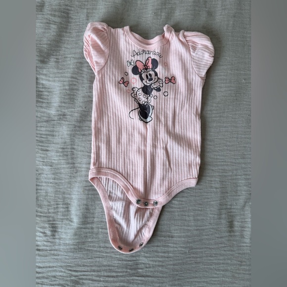 Disney | One Pieces | Disney Minnie Mouse Light Pink Ribbed Bodysuit ...